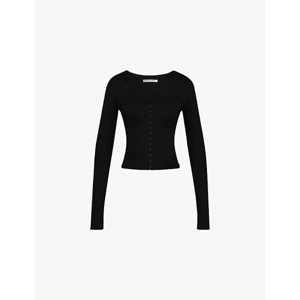 House Of Cb Square-neck Long-sleeved Top - Black