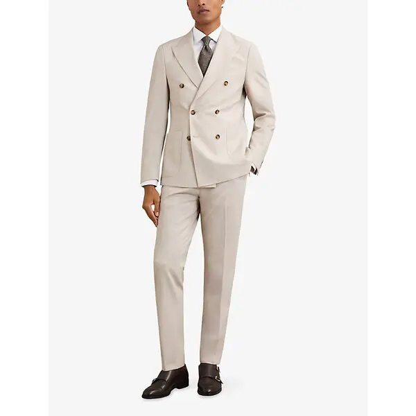REISS Belmont Slim-fit Straight-leg Stretch Wool-blend Trousers