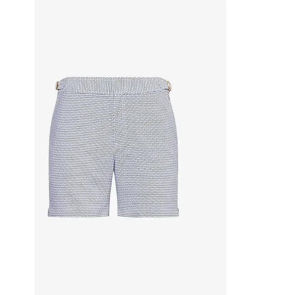 Orlebar Brown Bulldog Geometric-print Mid-rise Swim Shorts - Navy/cloud