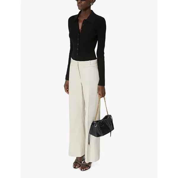 The Kooples Mid-rise Wide-leg Cotton Trousers