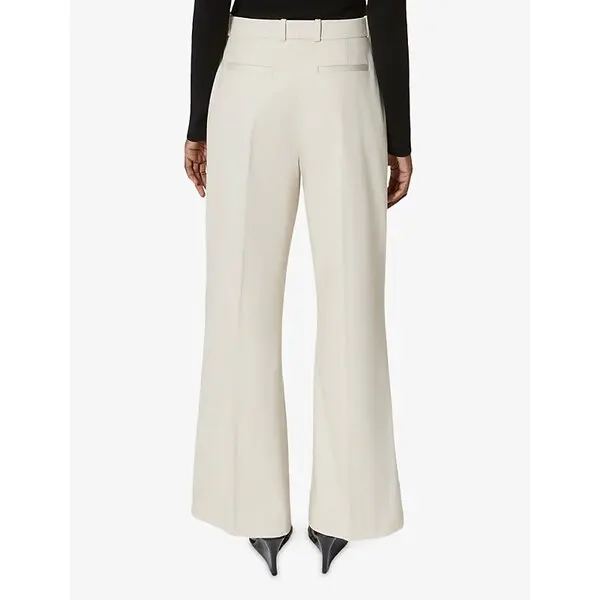 The Kooples Mid-rise Wide-leg Cotton Trousers