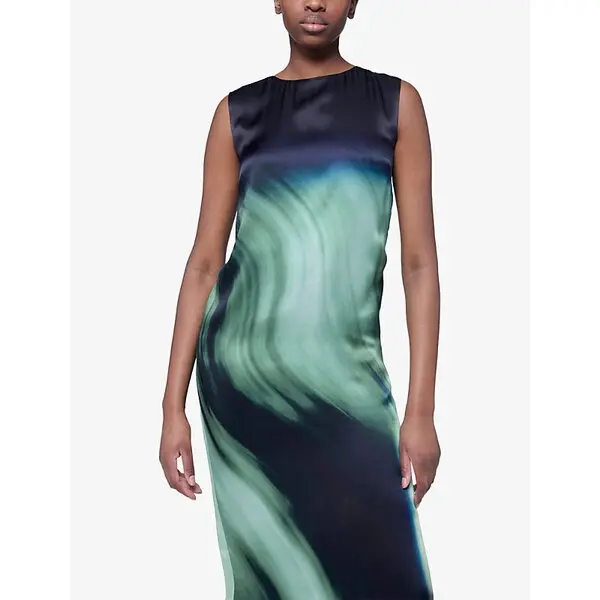 LEEM Sleeveless Printed Silk Midi Dress