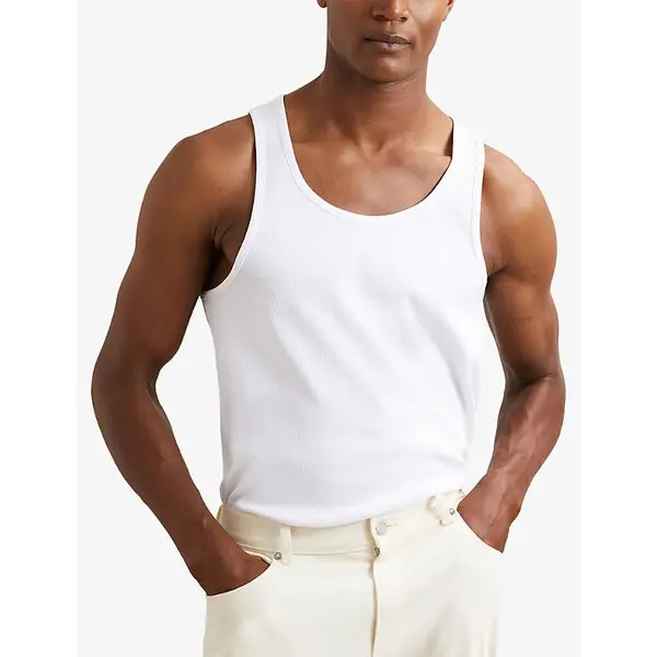 REISS Watson Ribbed Knitted Vest - White