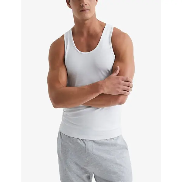 REISS Vinnie Crewneck Stretch-cotton Vest - White