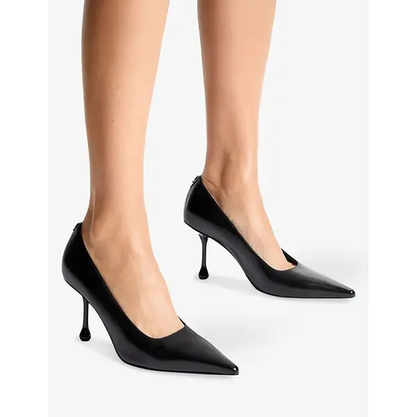 JIMMY CHOO Ixia 80 Logo-embellished Leather Heeled Courts