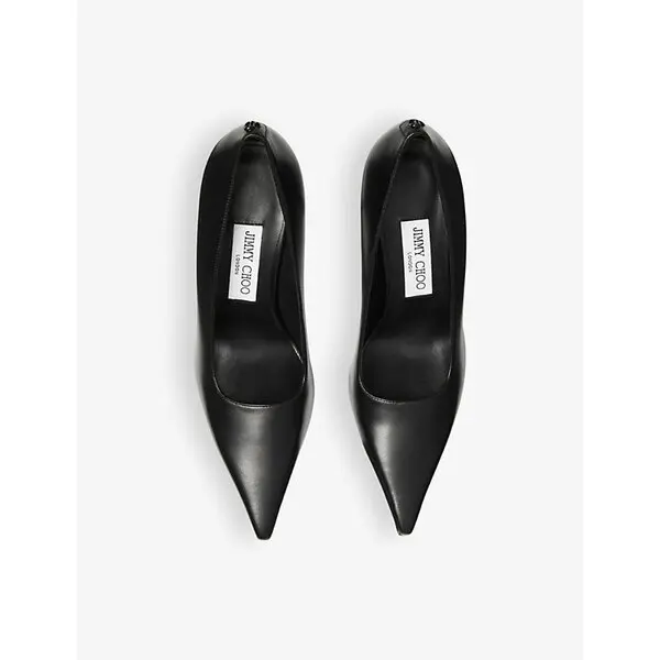 JIMMY CHOO Ixia 80 Logo-embellished Leather Heeled Courts