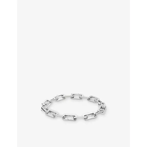 POUBEL Engraved Sterling Link Bracelet