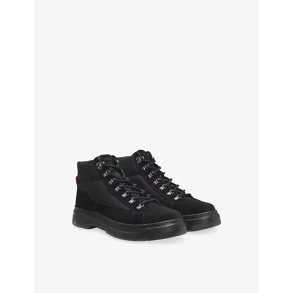Hugo Lace-up Suede And Canvas High Top Boots