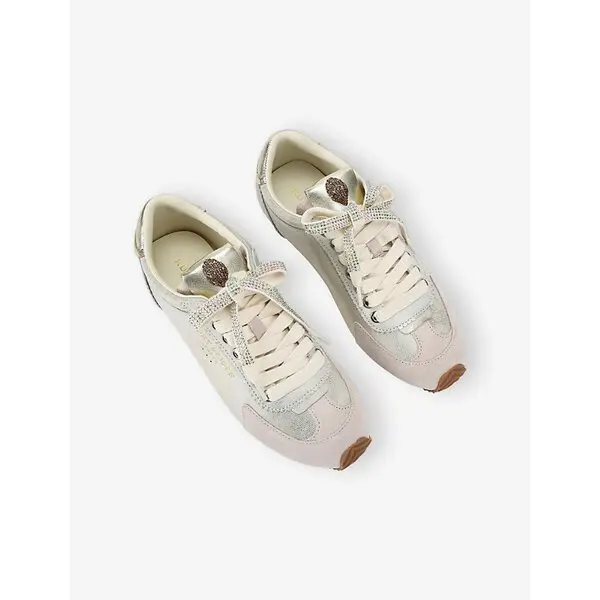 Kurt Geiger Islington Eagle-embellished Metallic Leather Trainers