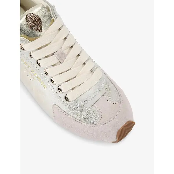 Kurt Geiger Islington Eagle-embellished Metallic Leather Trainers