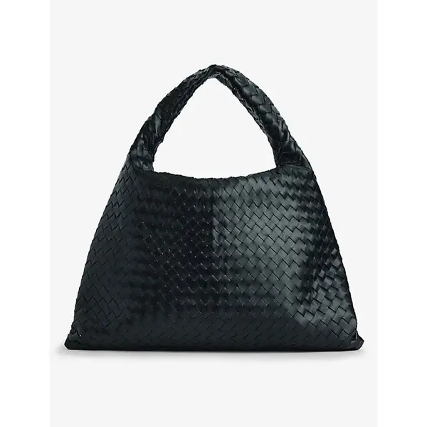 Bottega Veneta Large Leather Shoulder Bag - Black-m Brass