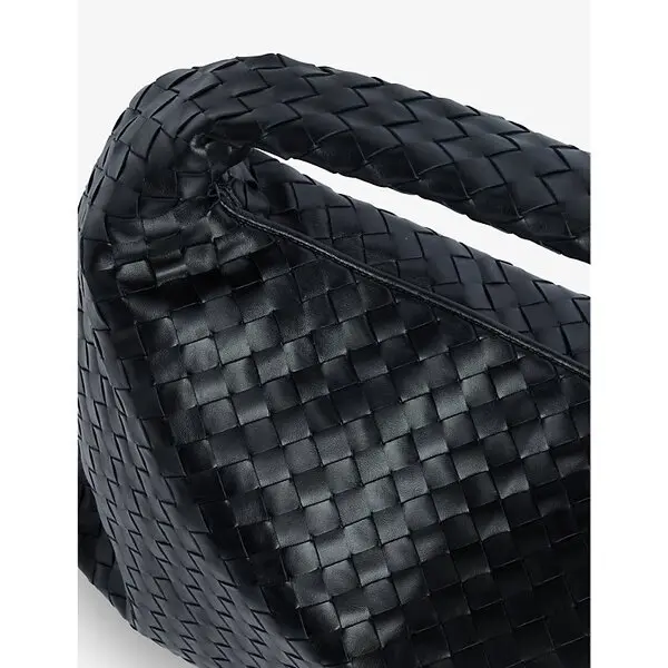Bottega Veneta Large Woven Leather Shoulder Bag - Black-m Brass