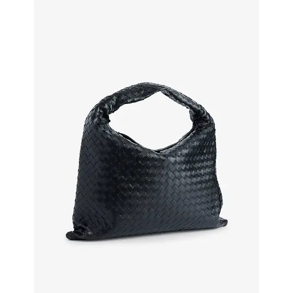 Bottega Veneta Large Woven Leather Shoulder Bag - Black-m Brass