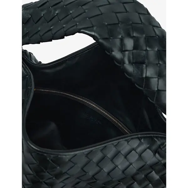 Bottega Veneta Large Woven Leather Shoulder Bag - Black-m Brass