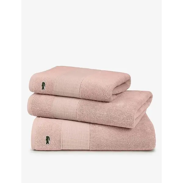 Lacoste Le Croco Logo-embroidered Cotton 70x140cm - Rose