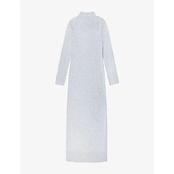 RO&ZO High-neck Ribbed-knit Maxi Jumper Dress - Grey