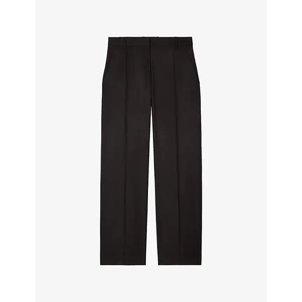 The Kooples Wide-leg Mid-rise Wool Trousers - Black