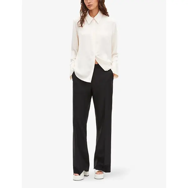 The Kooples Mid-rise Wool Wide-leg Trousers