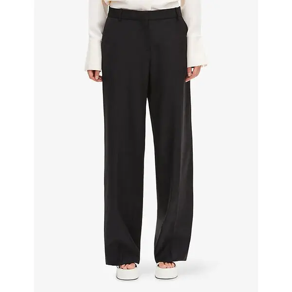 The Kooples Mid-rise Wool Wide-leg Trousers