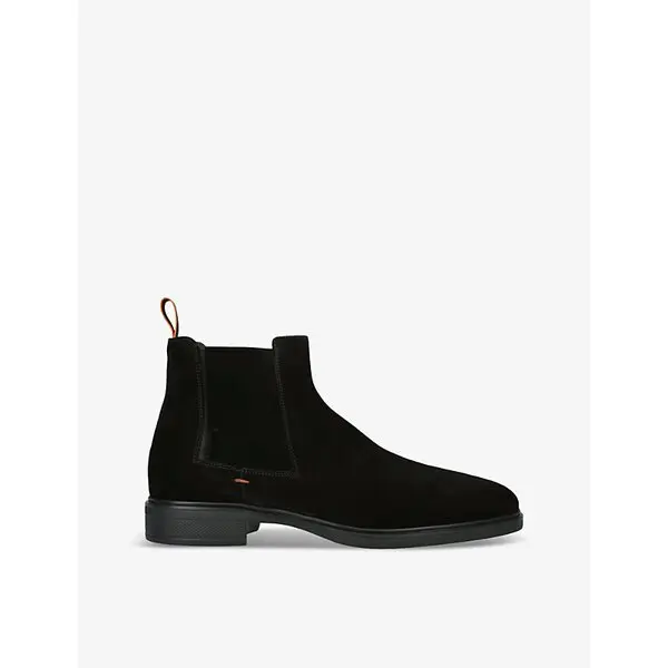 Santoni Suede Chelsea Boots - Black