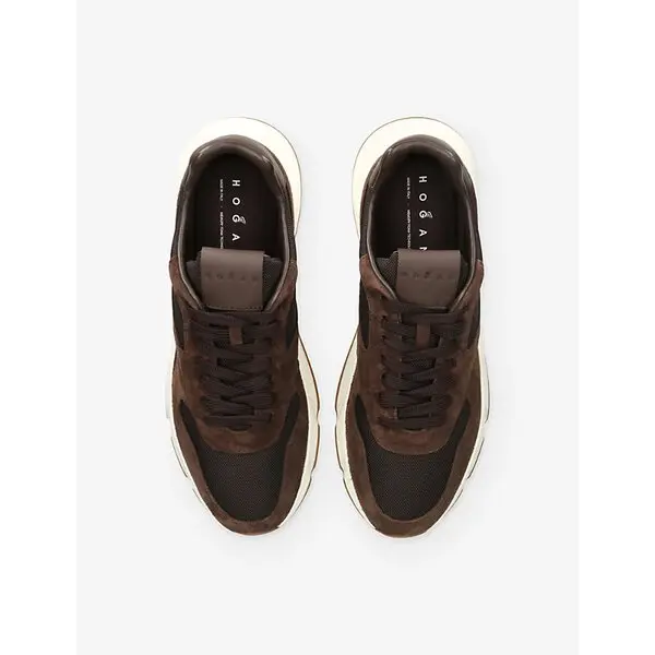 Hogan Hyperlight Suede And Mesh Trainers - Dark Brown