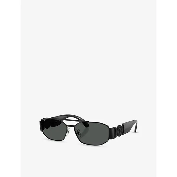 Versace Irregular-frame Metal Sunglasses - Black