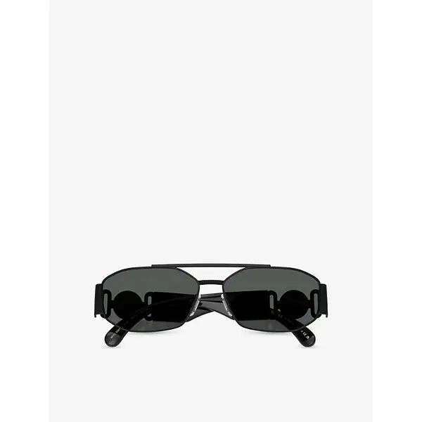 Versace Irregular-frame Metal Sunglasses - Black