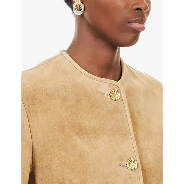 ARMA Suede Round-neck Jacket - Olive