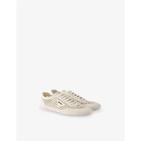 Prada Crochet Lace-up Trainers - Neutral