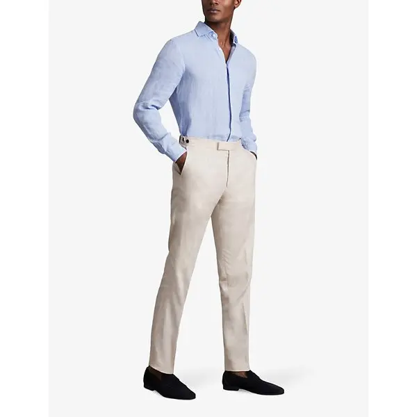 REISS Kin Pressed-crease Slim-fit Linen Trousers