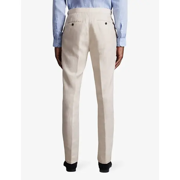 REISS Kin Pressed-crease Slim-fit Linen Trousers