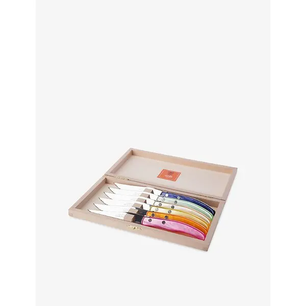CLAUDE DOZORME Berlingot Set Of Six Resin And Stainless-steel Steak Knives - Rainbow