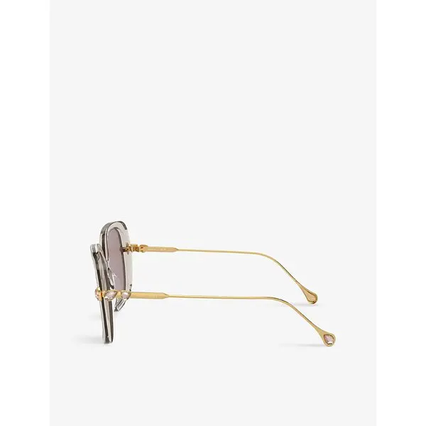 SWAROVSKI Sk6011 Square-frame Acetate Sunglasses With Gem Embellishment - Nude