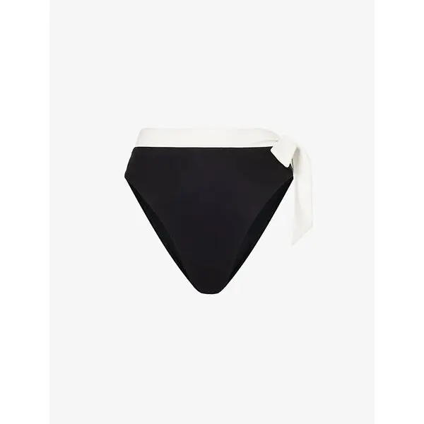 AWAY THAT DAY Tahiti Stretch-polyamide Bikini Bottoms - Black/ivory