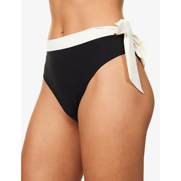 AWAY THAT DAY Tahiti Stretch-polyamide Bikini Bottoms - Black/ivory