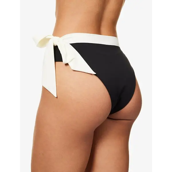 AWAY THAT DAY Tahiti Stretch-polyamide Bikini Bottoms - Black/ivory