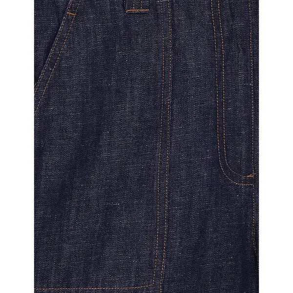 REISS Ashby Linen Blend Contrast Stitch Mid-rise Shorts