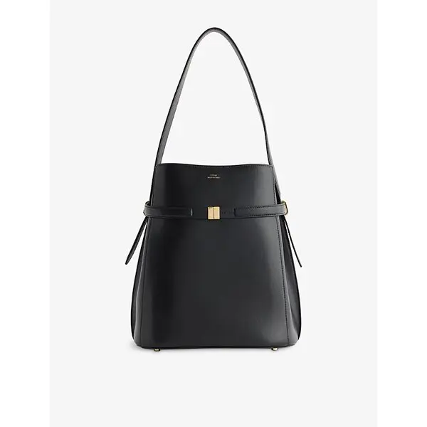 TOTEME Belted Leather Bucket Bag - Black