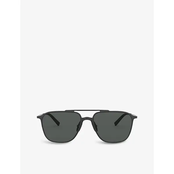 Giorgio Armani Ar6110 58 Steel Square-frame Sunglasses - Black
