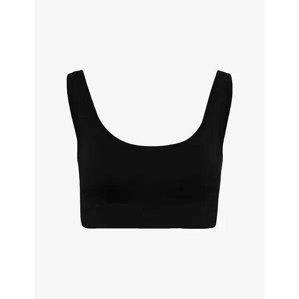 Hanro Touch Feeling Padded Crop Stretch-woven Top - Black