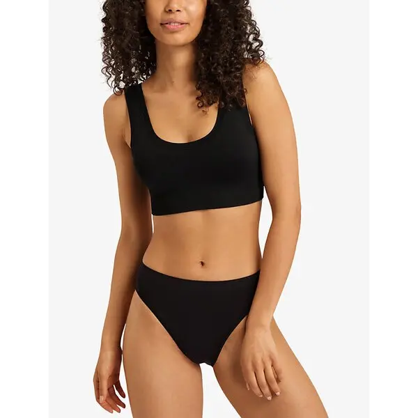 Hanro Touch Feeling Padded Crop Stretch-woven Top - Black