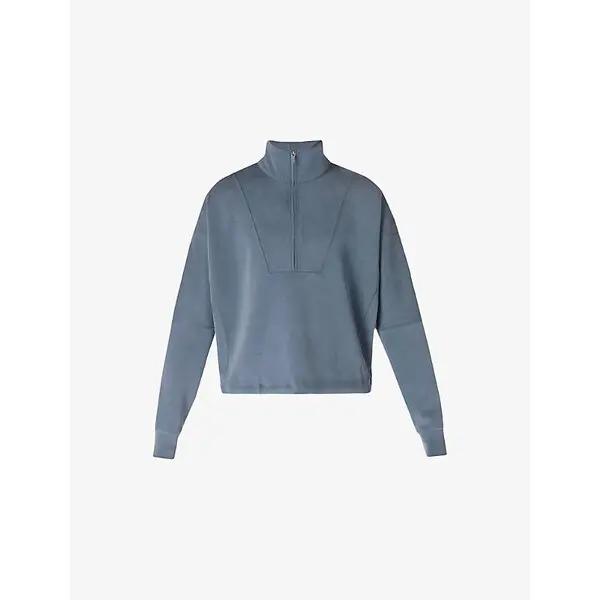 Sweaty Betty Half-zip Stretch-jersey Sweatshirt - Subdued Blue