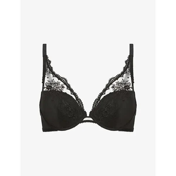 Simone Perele Intrigue Triangle Underwired Lace Push-up Bra - Black