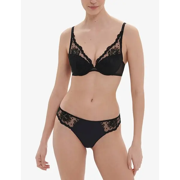 Simone Perele Intrigue Triangle Underwired Lace Push-up Bra - Black