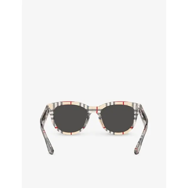 Burberry Be4432u Round-frame Checked Acetate Sunglasses - Multi-coloured