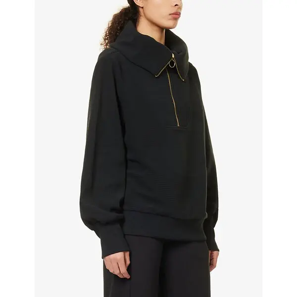 Varley Relaxed-fit Cotton-blend Sweatshirt With Zip Fastening