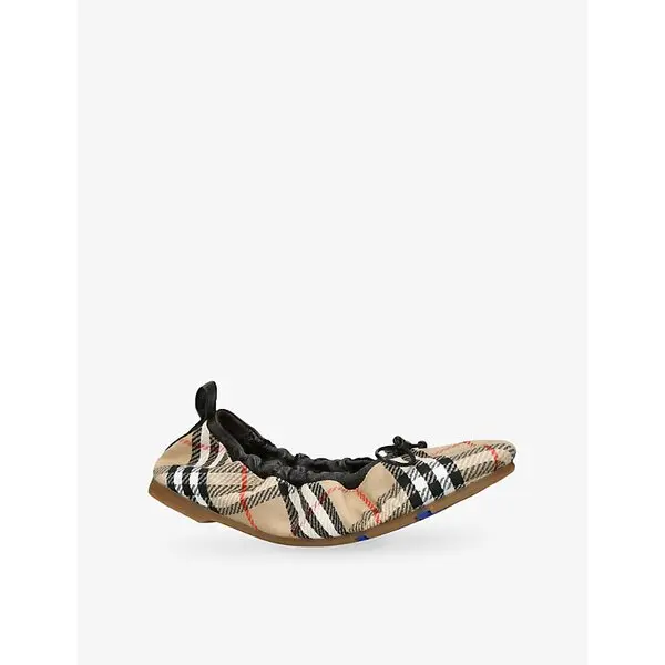 Burberry Checked Cotton Blend Ballerina Pumps