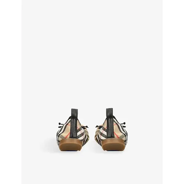Burberry Checked Cotton Blend Ballerina Pumps