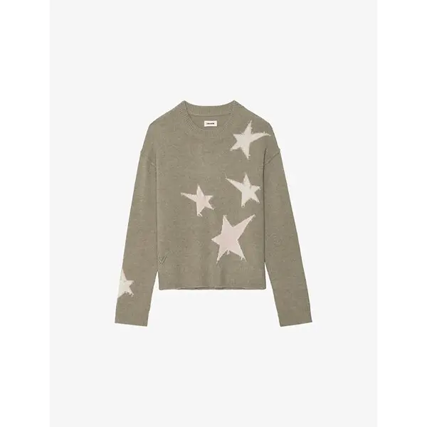 Zadig&Voltaire Markuz Star-motif Cashmere Jumper - Olive