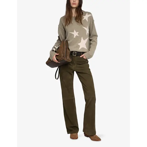 Zadig&Voltaire Markuz Star-motif Cashmere Jumper - Olive
